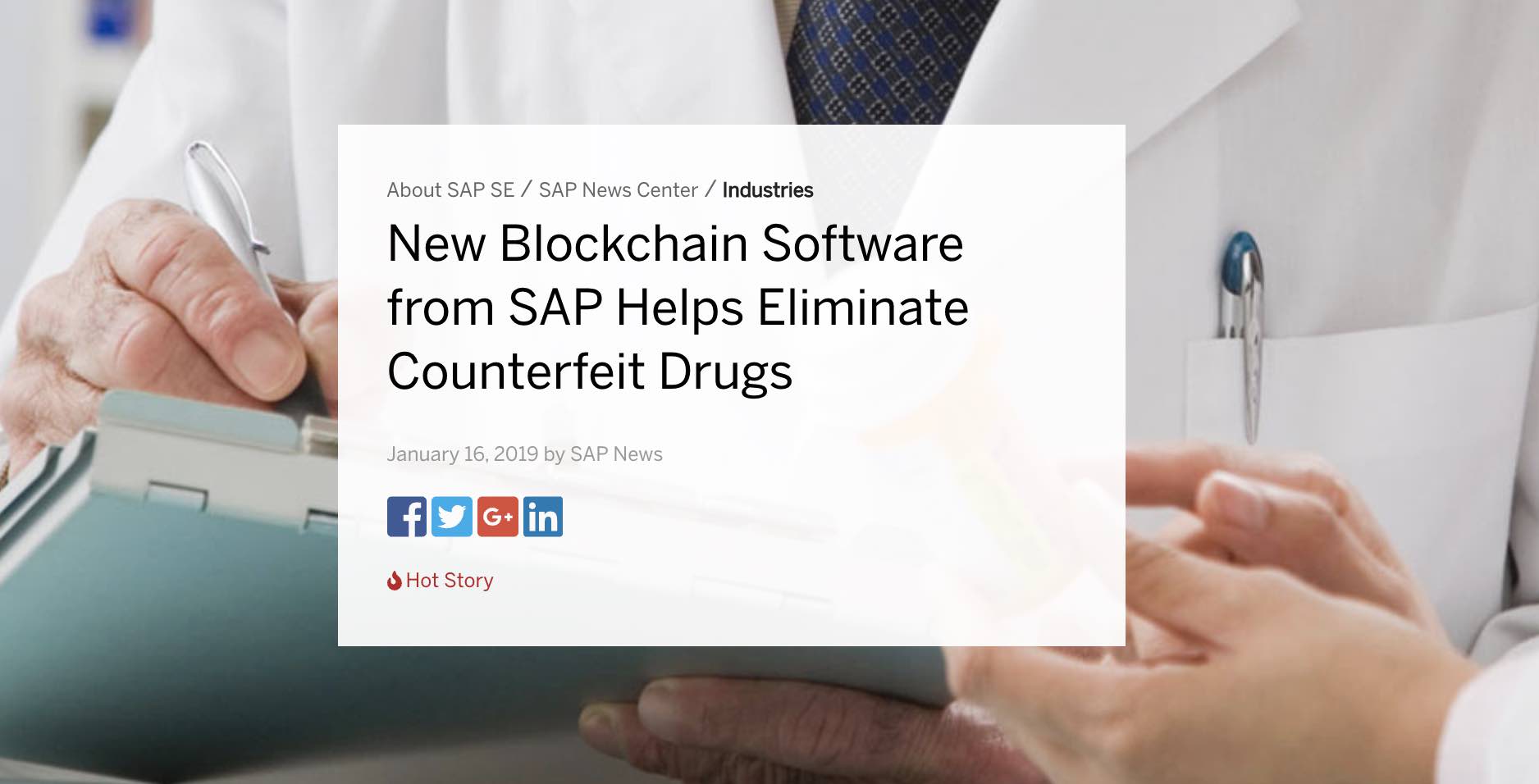 SAP lançará solução em blockchain para indústria farmacêutica - BTCSoul